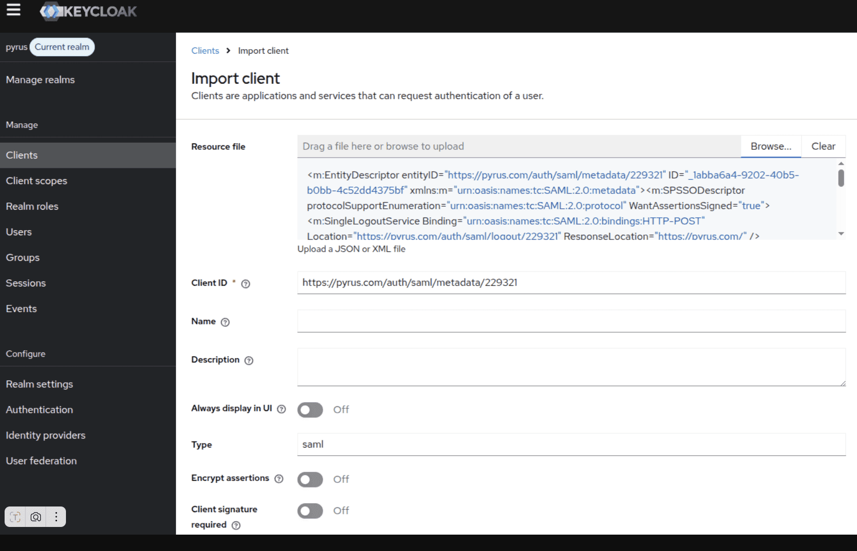 Setting up SAML SSO integration with Keycloak | Pyrus Help